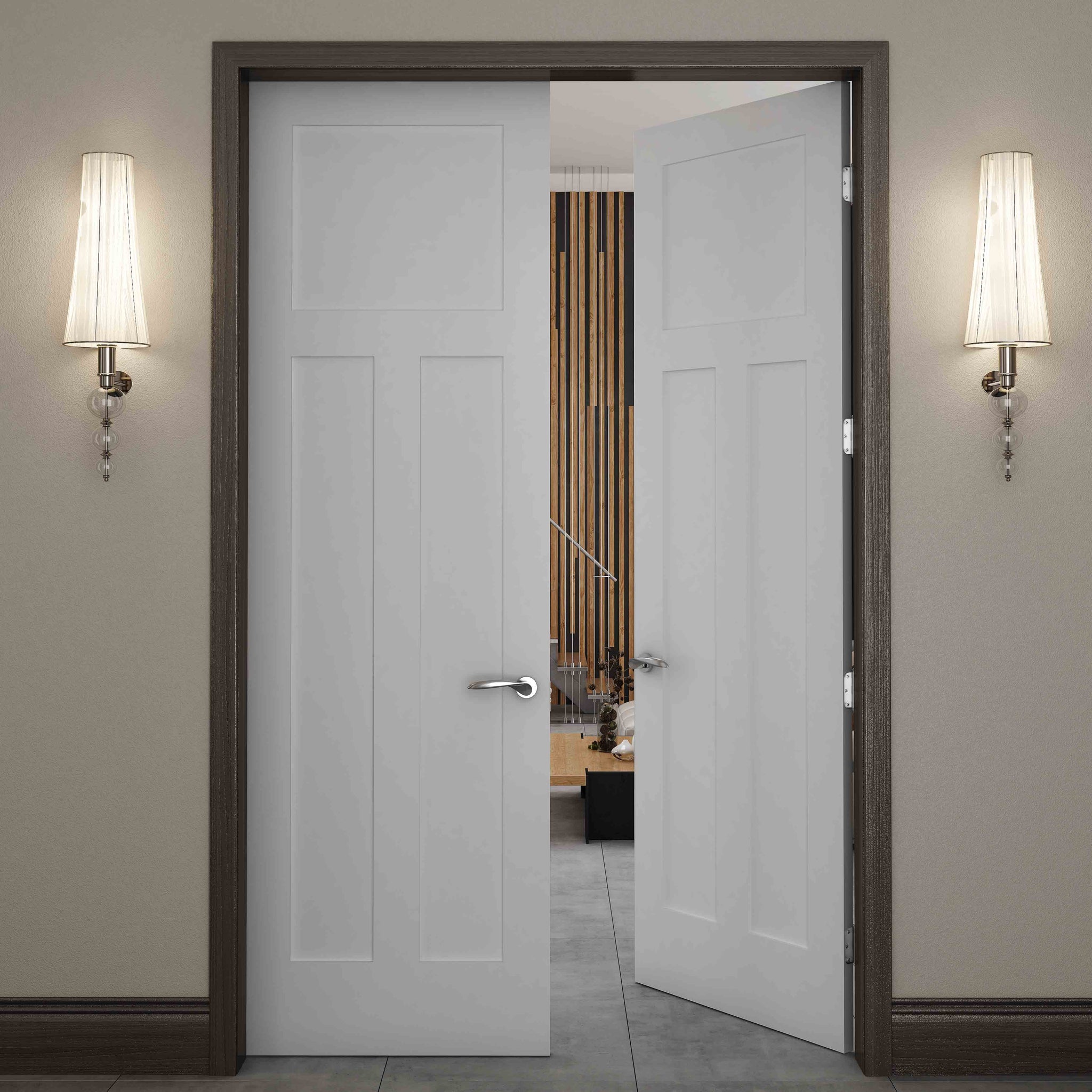 Shaker Craftsman Pine/MDF Wood Interior Door Slab - Primed