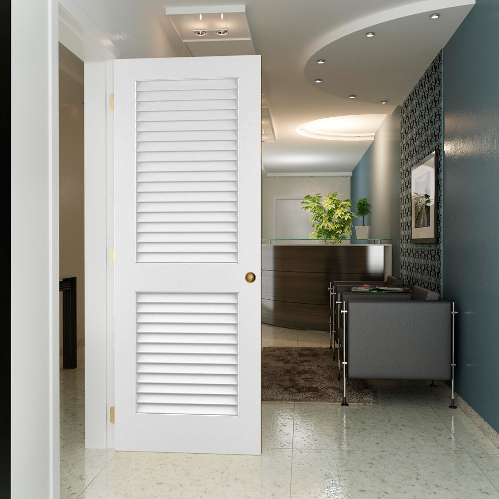 Plantation Louver/Louver Pine Wood Interior Door Slab - Primed