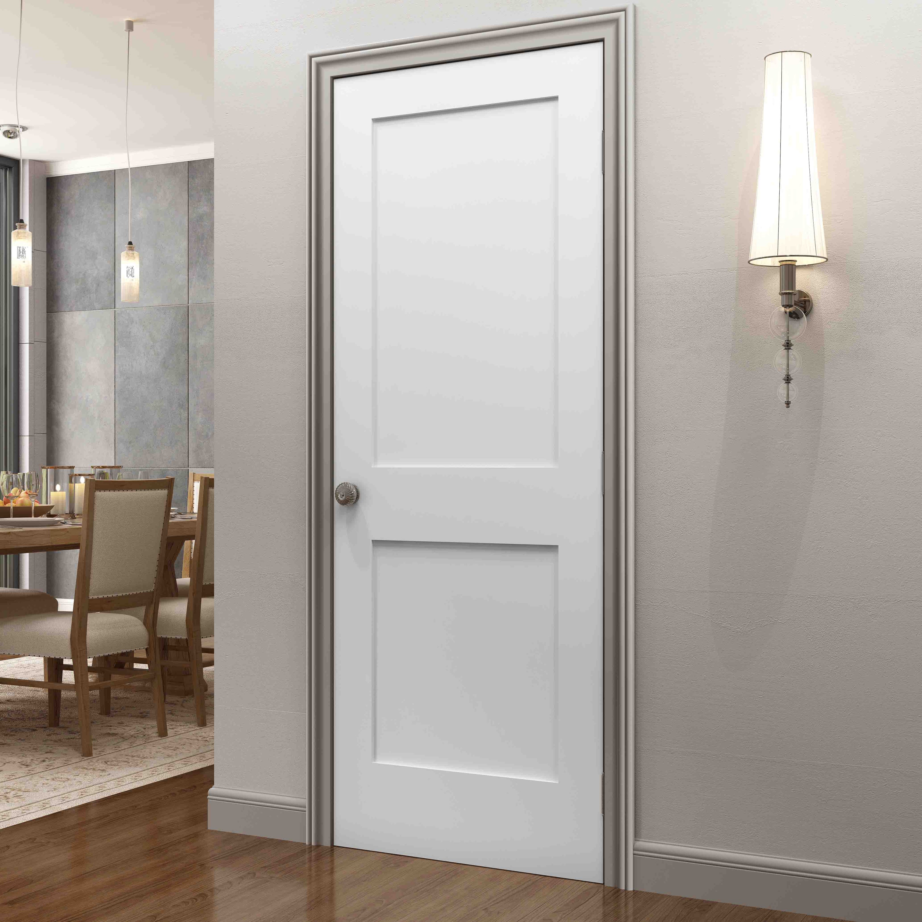 Shaker 2-Panel 1-3/4" Pine/MDF Wood Interior Door Slab - Primed