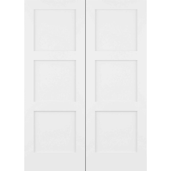 Shaker 3-Panel Pine/MDF Wood Interior Door Slab - Primed